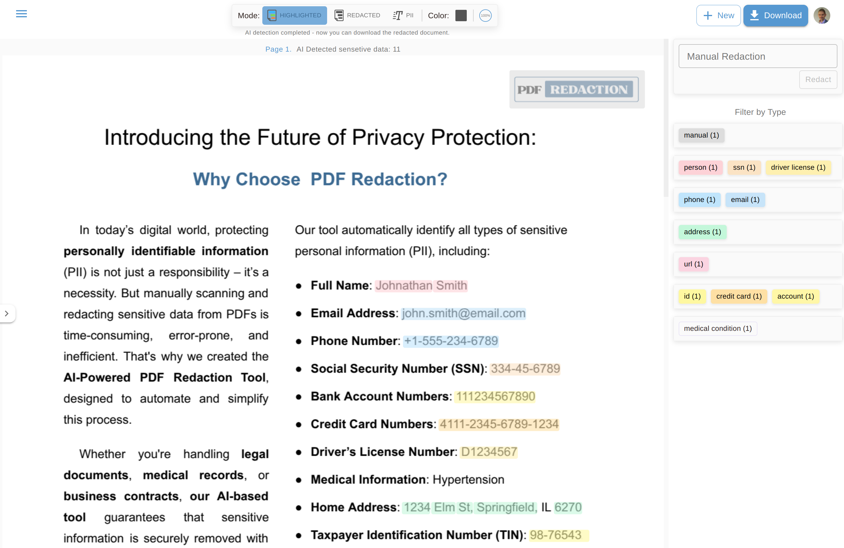 Redact PDF with AI